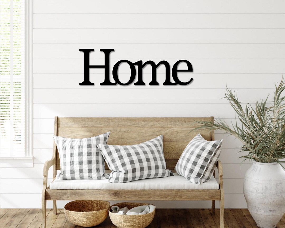 Home Metal Sign Word Art Block Script Word Art Rustic Metal Sign ...