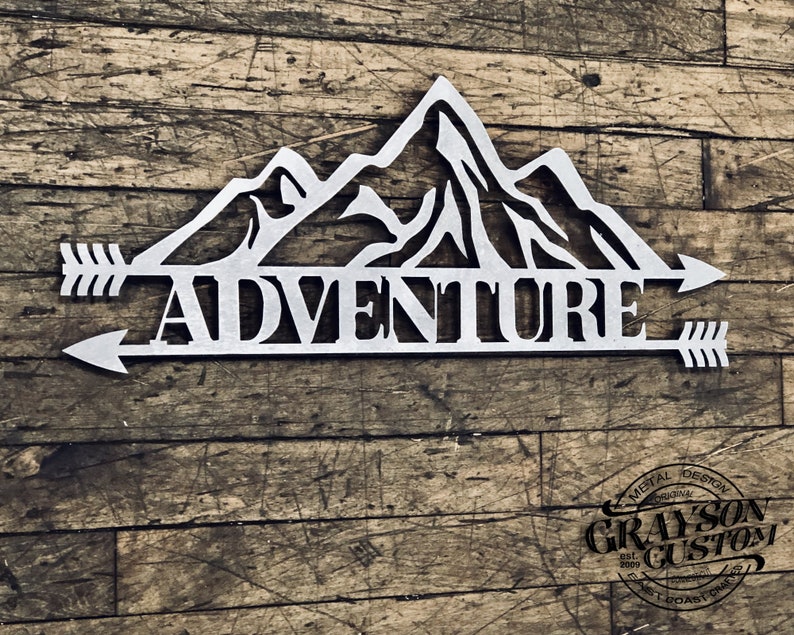 Double Arrow Mountain Range Adventure Sign Rustic Metal - Etsy