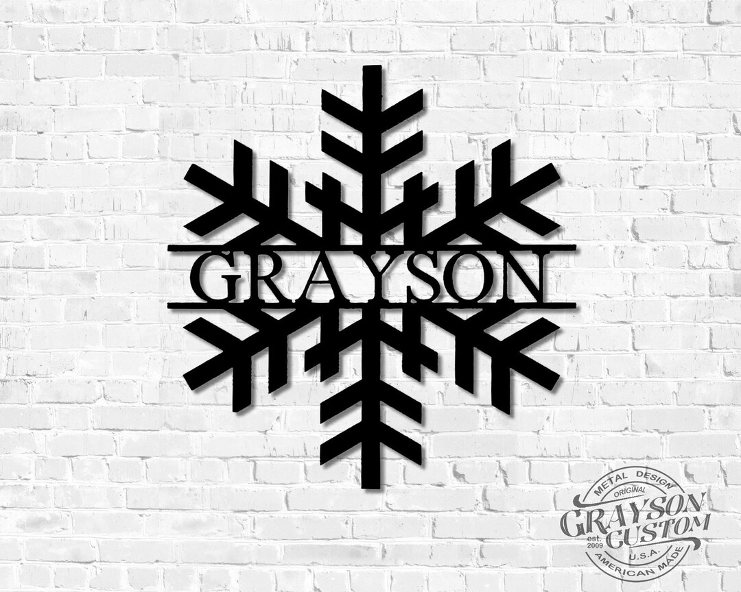 Custom Monogram Snowflake Personalized Name Sign - Metal Farmhouse ...