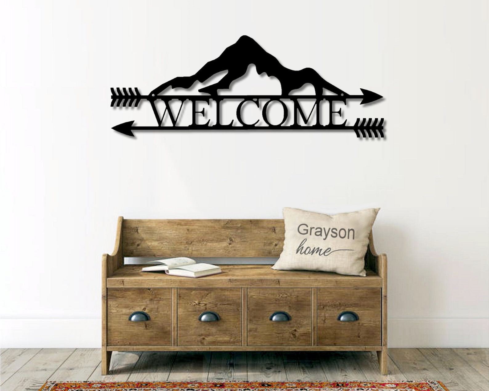 Double Arrow Mountain Range Welcome Sign - Rustic Metal Sign- Wedding ...