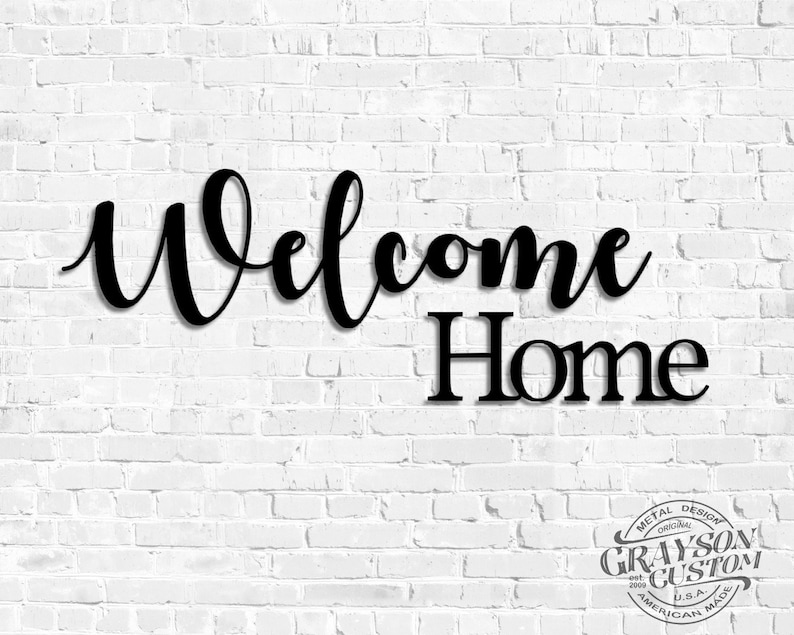 Welcome Home Script Metal Word Sign Rustic Metal Welcome - Etsy