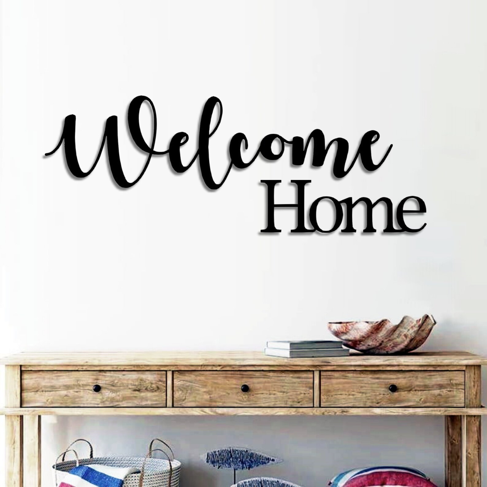 Welcome Home Script Metal Word Sign Rustic Metal Welcome - Etsy