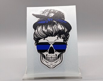 Back the Blue Skull Decal - Etsy