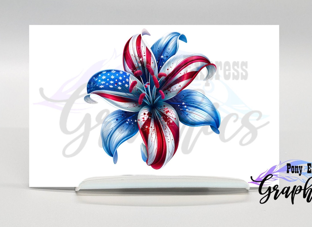USA Flag Lily Vinyl Decal Sticker, American Flag Lily Car Decal ...
