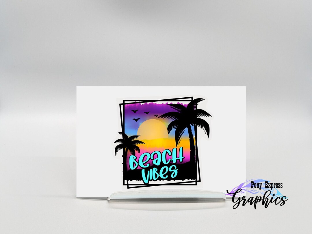 Beach Vibes Sticker, Beach Life Decal, Tropical Decals for Cornhole ...