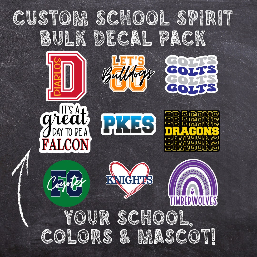 Bulk School Spirit Decals, Personalized School Logo Sticker Packs for ...