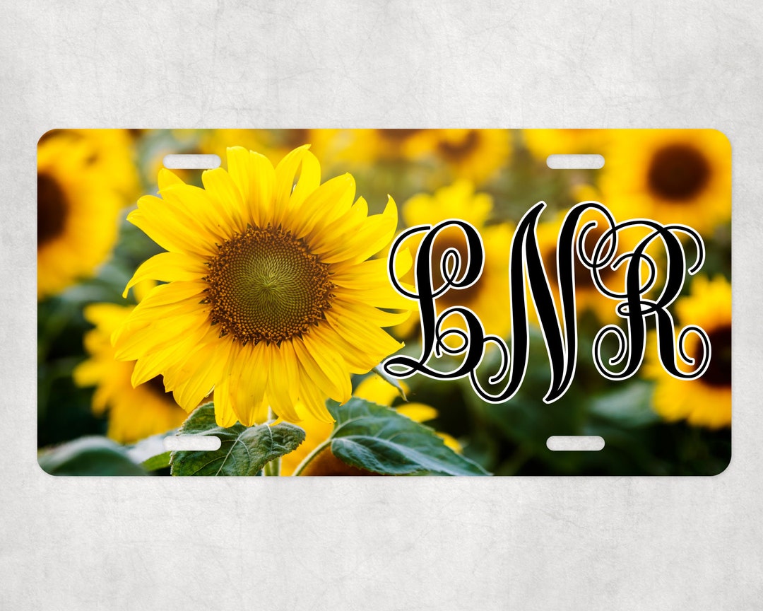 Personalized Sunflower Car Tag, Outdoor Plate for Cars, Front Vanity ...