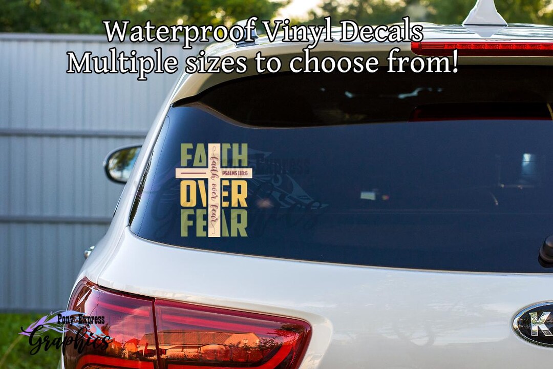 Faith Over Fear Cross Vinyl Decal, Waterproof Car Sticker, Cute Car ...