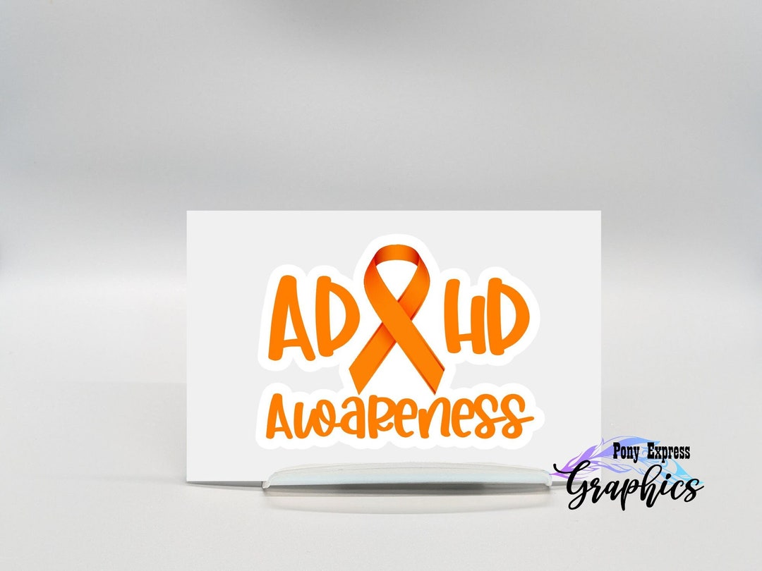 ADHD Awareness Decal, Orange Ribbon Sticker, Waterproof Sticker for ...