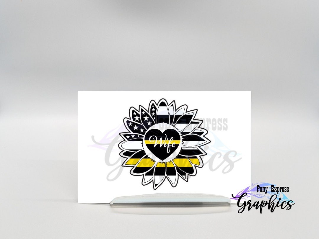 Yellow Line Flag Decal, Sunflower Vinyl Decal Sticker, Security Wife ...