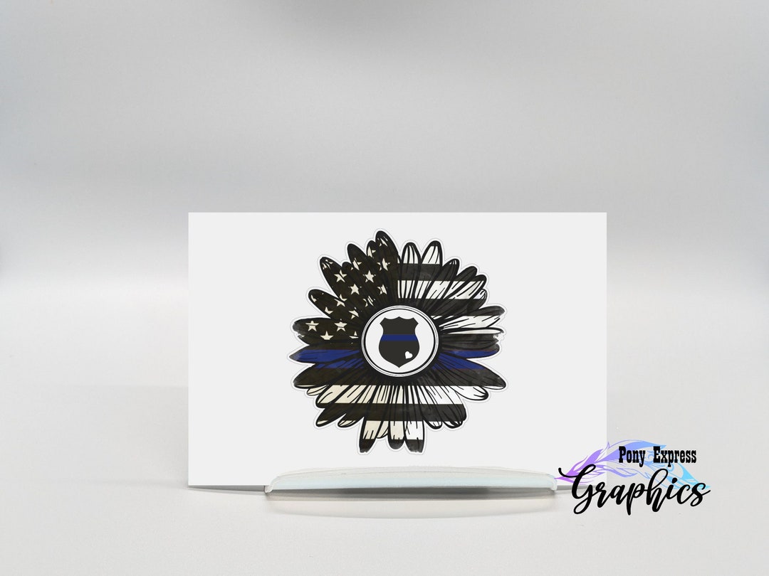 Police Badge Blue Line Decal, Sunflower Vinyl Decal Sticker, Police ...