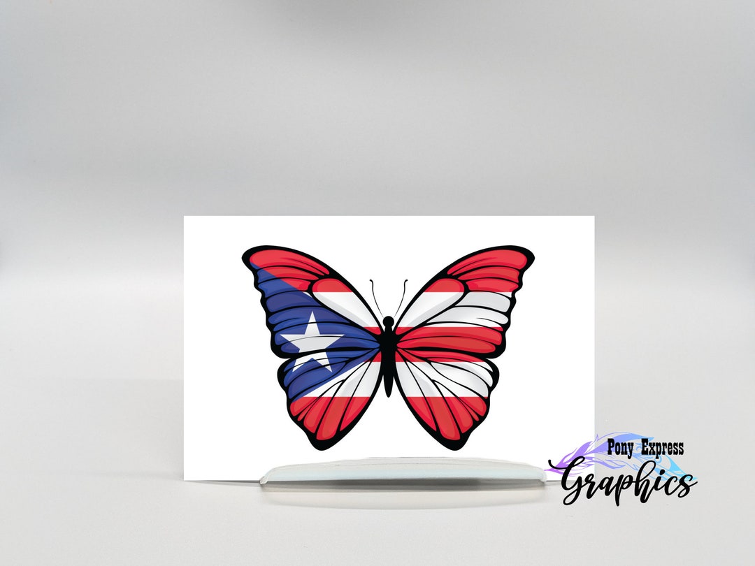 Puerto Rican Flag Butterfly Sticker, Patriotic Butterfly Decal for Car ...