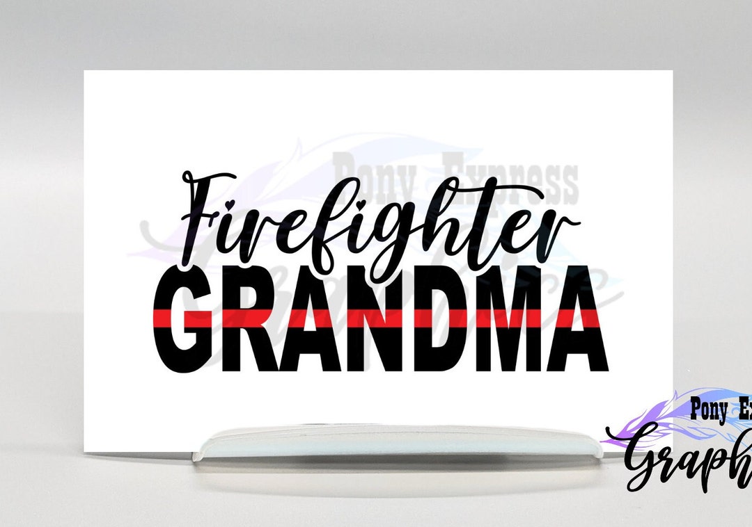 Firefighter Grandma Sticker, Red Line Flag Decal, Firefighter Family ...