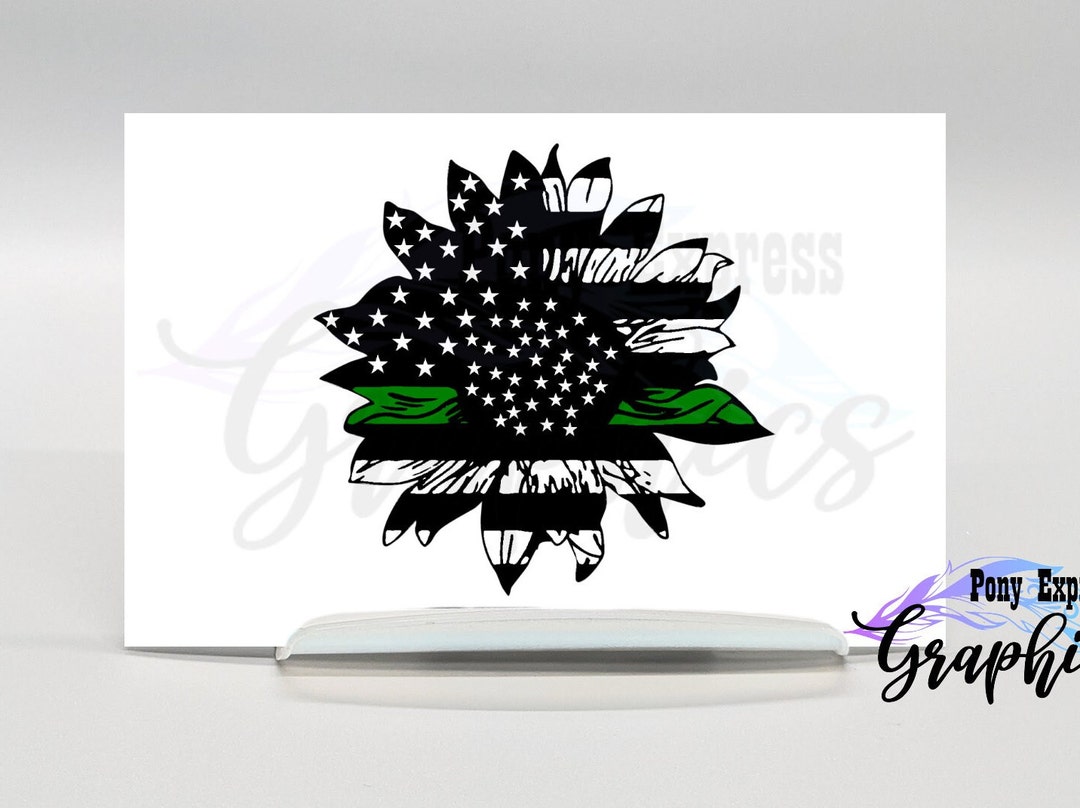 Green Line Flag Decal, Sunflower Vinyl Decal Sticker, Military Wife ...