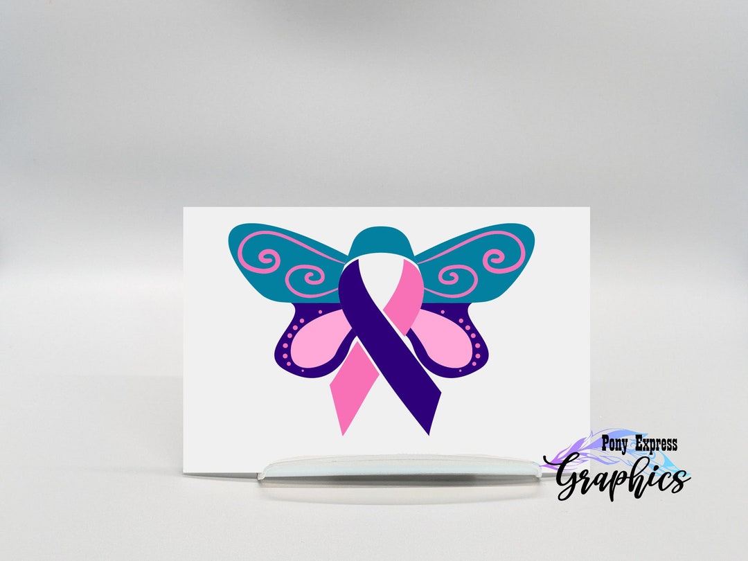 Thyroid Cancer Butterfly Decal, Cute Sticker for Cars and Laptops ...