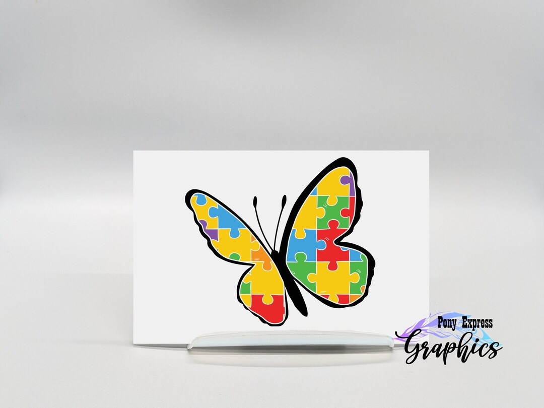Autism Butterfly Decal, Cute Sticker for Cars and Laptops, Puzzle Piece ...