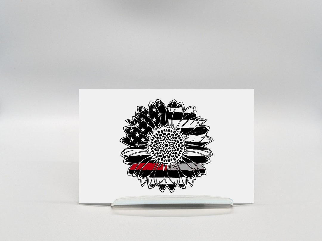Red Line Flag Decal, Thin Grey Line Sticker, Sunflower Vinyl Decal ...