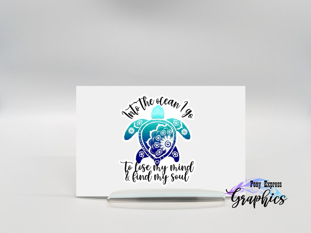 Leatherback Turtle Tumbler Decal, Blue Gradient Sea Turtle Car Decal ...