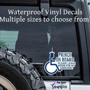 Prince on Board Car Decal, Handicapped Sticker, Cute Sticker for Little ...