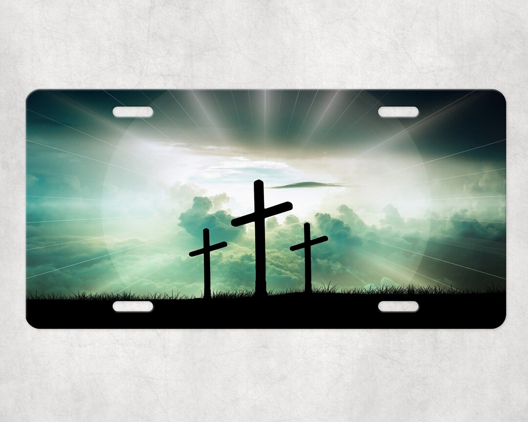 Wooden Cross License Plate for Christians, Faith Car Tag, Outdoor Plate ...