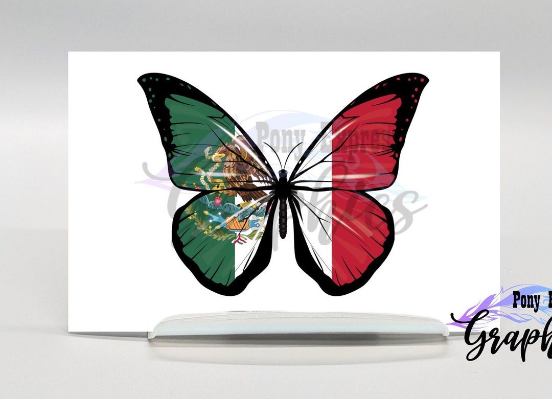Mexican Flag Butterfly Sticker, Patriotic Butterfly Decal for Car ...