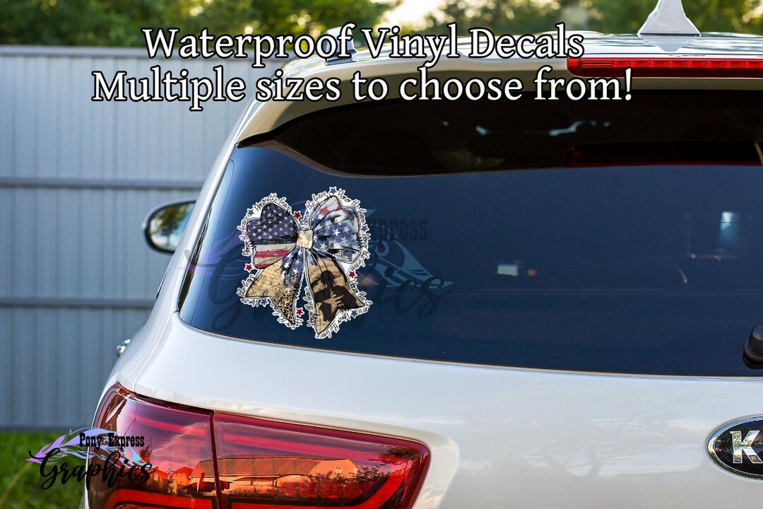 Honor the Brave Bow Military Car Decal, Patriotic Vinyl Decal Sticker ...