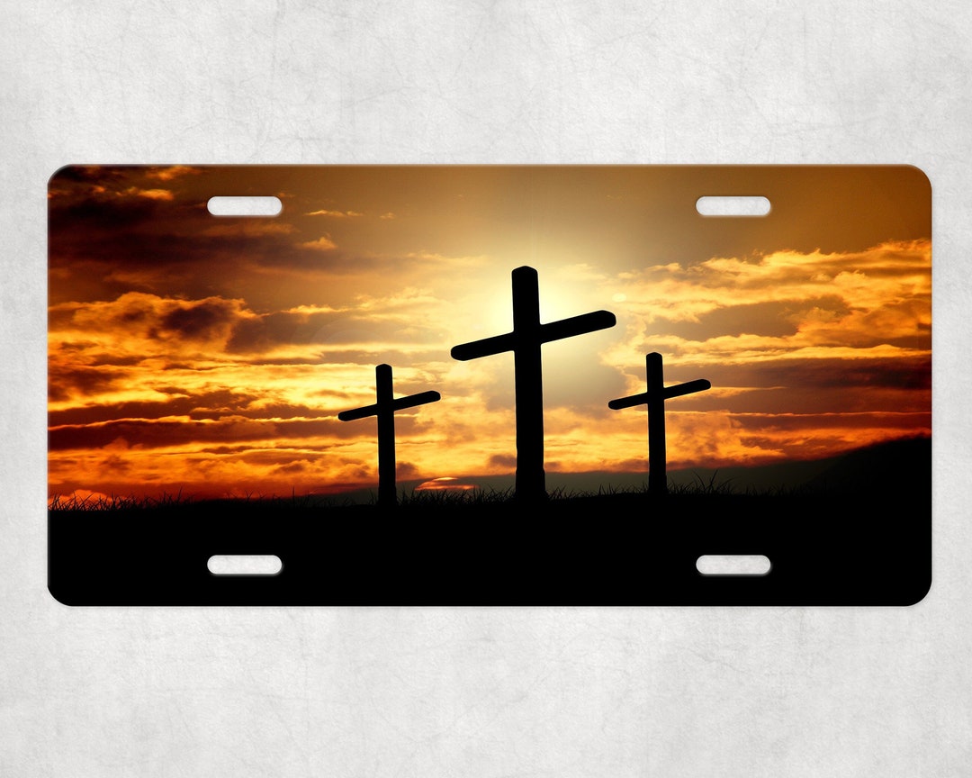 Wooden Cross License Plate for Christians, Faith Car Tag, Outdoor Plate ...