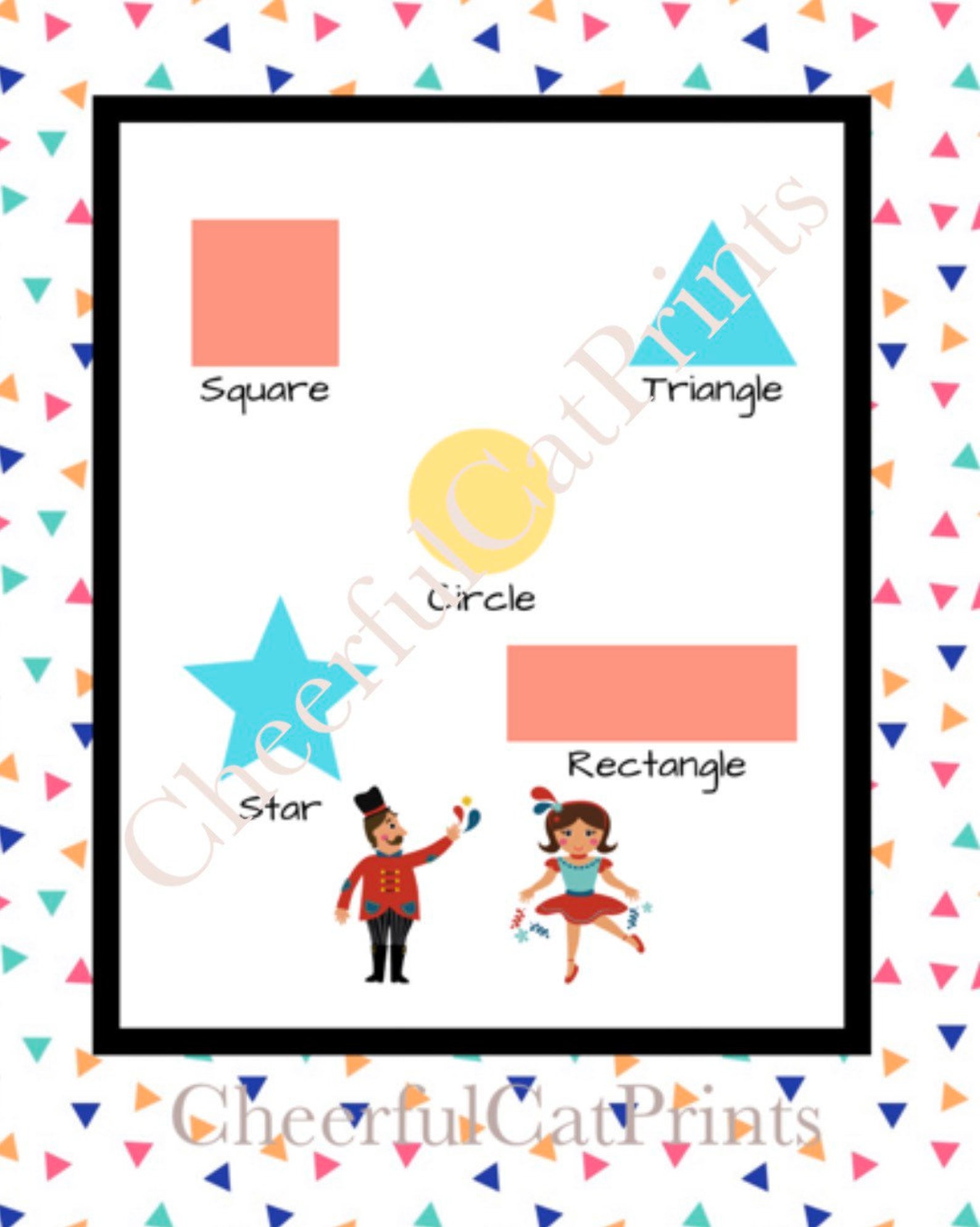 PRINTABLE Circus Shapes Educational Decorative Wall Art Decor | Etsy