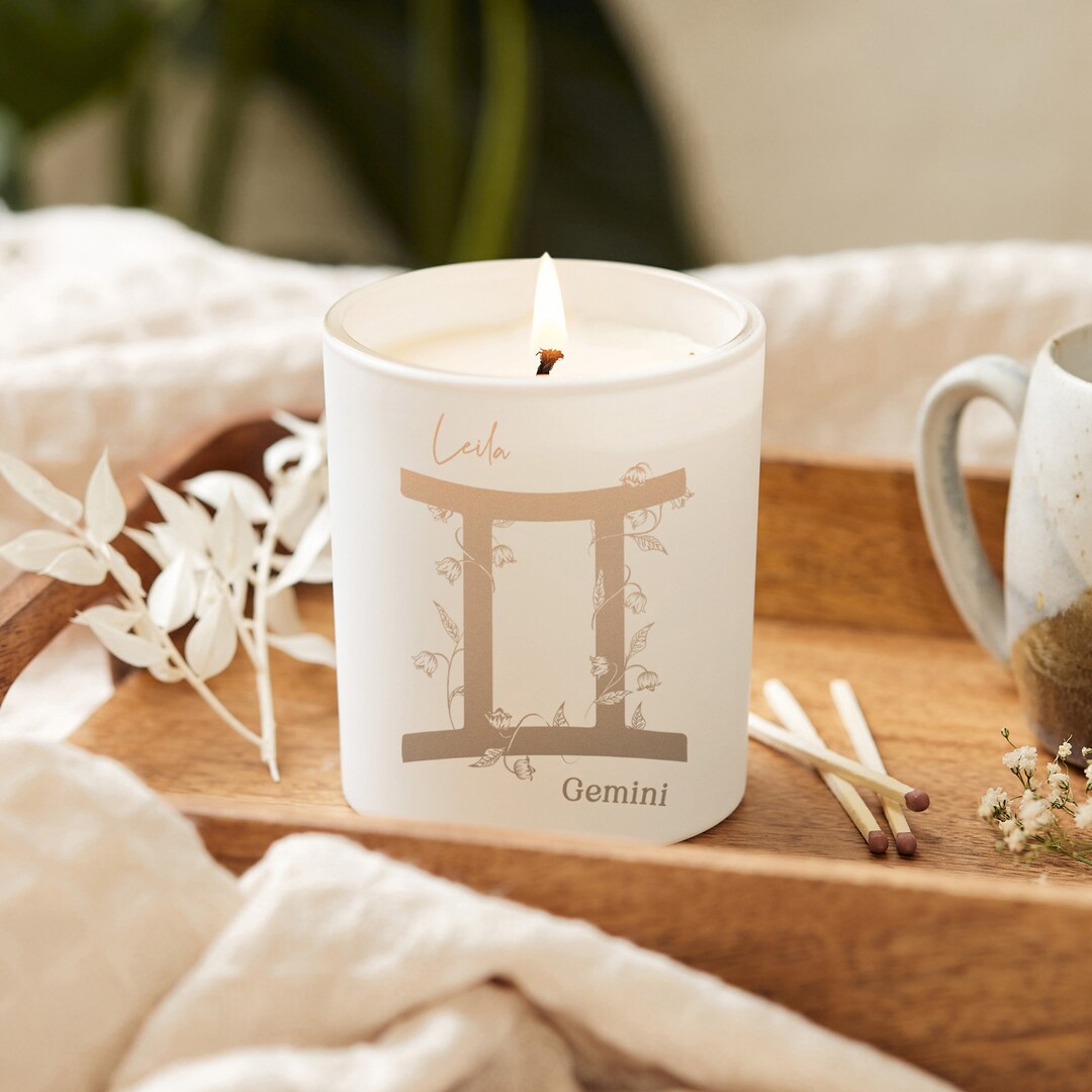 Gemini Birth Flower Candle: Personalised Zodiac Star Sign Gift - Etsy