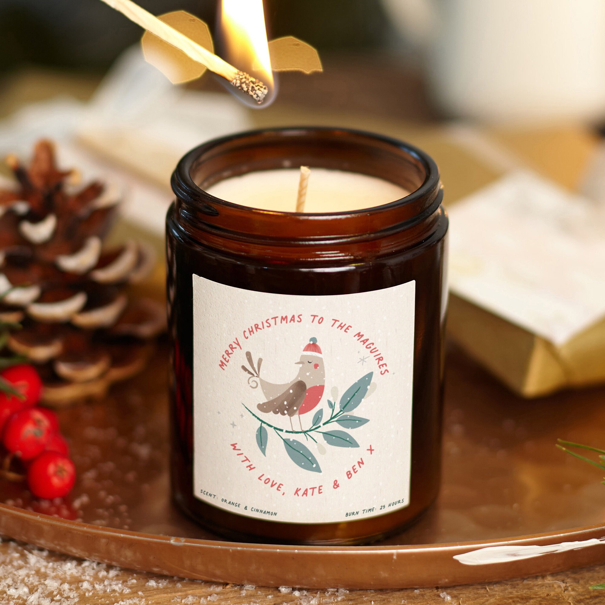 Christmas Gift for Family Robin Candle Soy Wax no Paraffin - Etsy UK