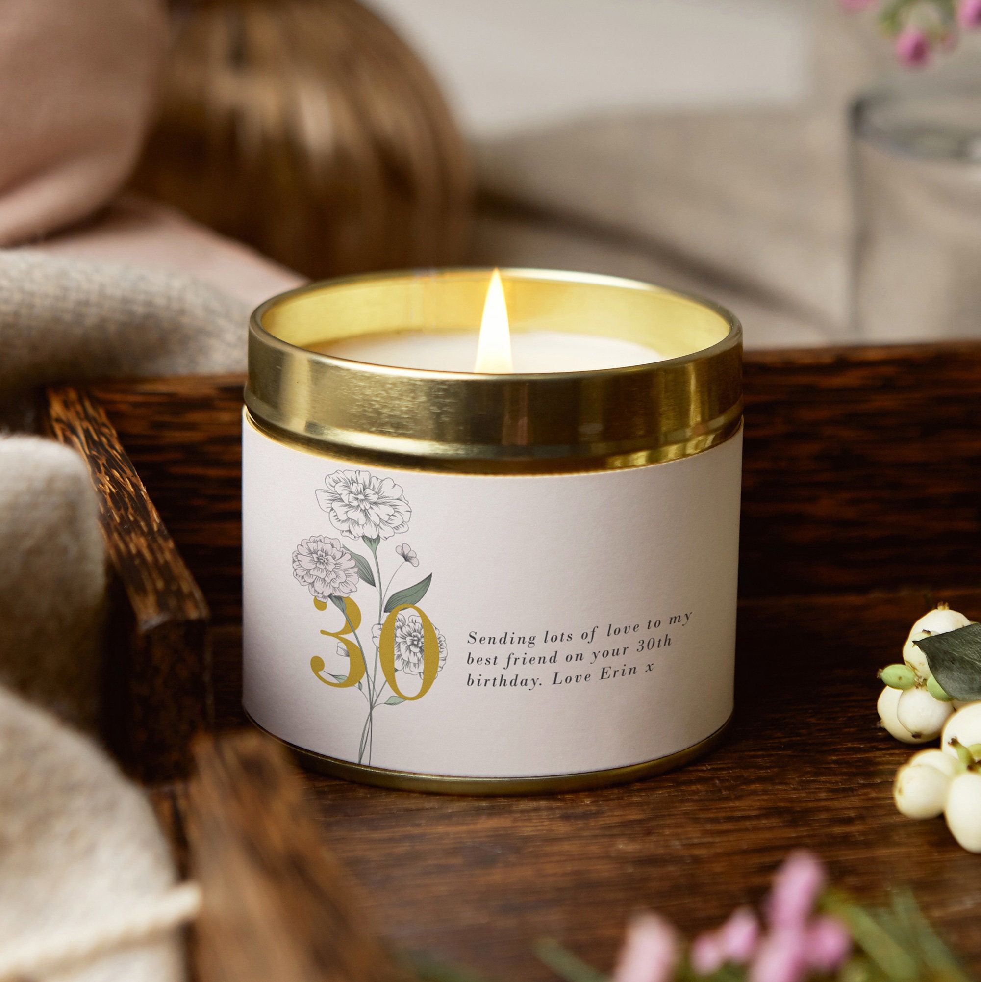 30th Birthday Gift Floral Tin Candle | Etsy