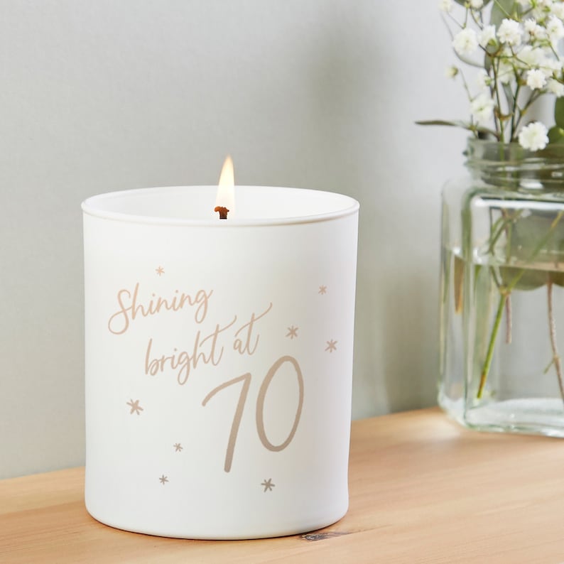 70th Birthday Gift Shining Bright Candle Glow Through - Etsy