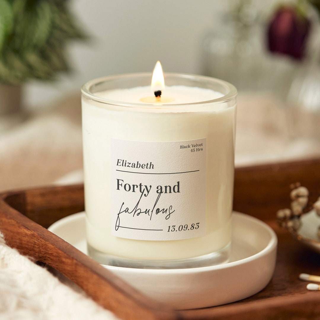 Personalised 40th Birthday Candle: Luxury Scented Soy Wax - Etsy