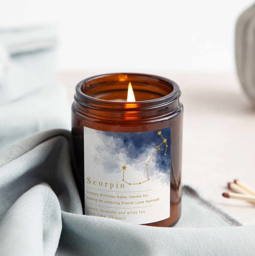 Star Sign Birthday Gift Personalised Candle, Birthday Gift for Friend ...