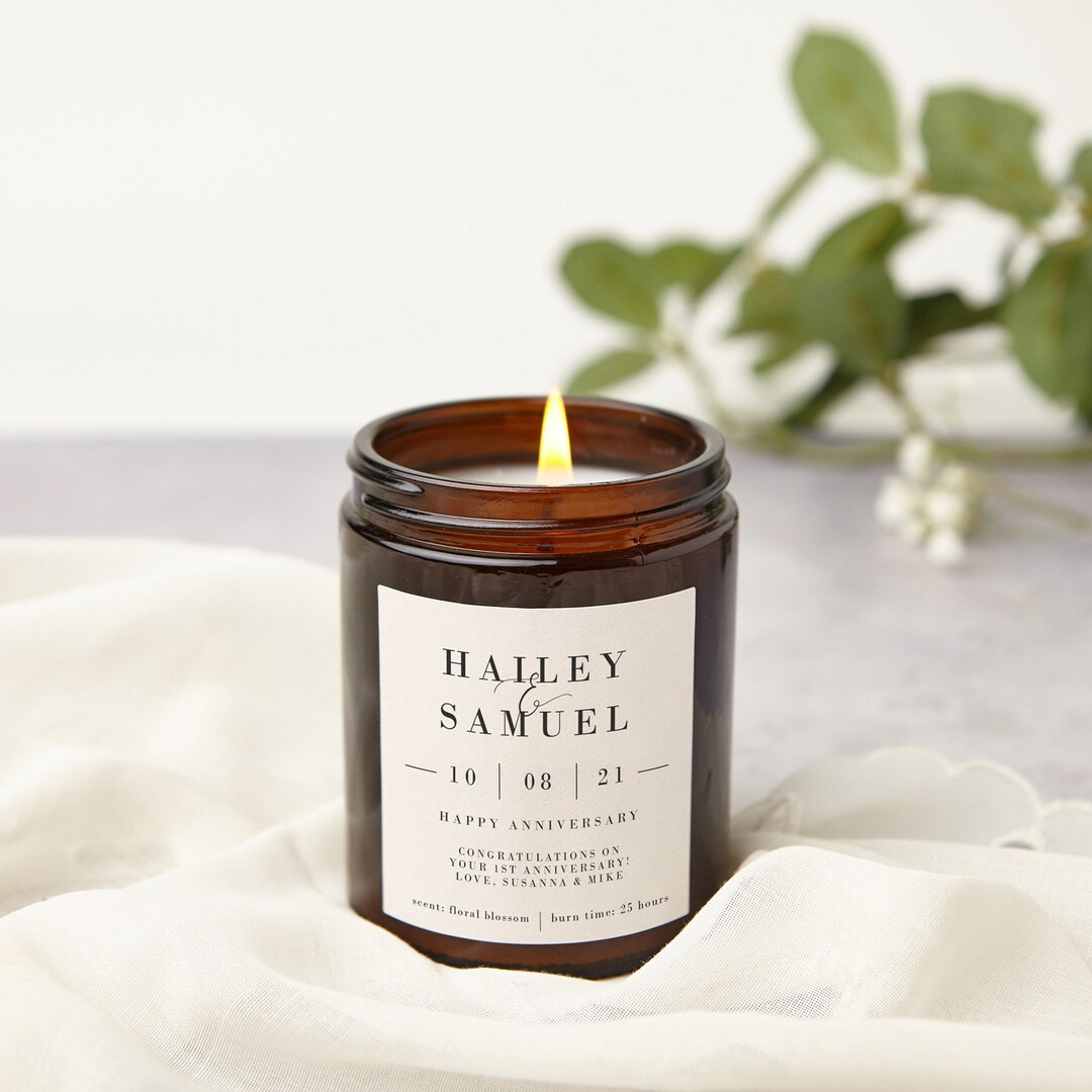 1st Anniversary Gift Paper, Personalised Apothecary Candle ...