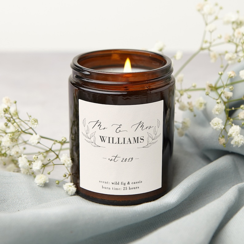 Personalised Wedding Anniversary Candle Gift: Soy Wax, Custom Label ...