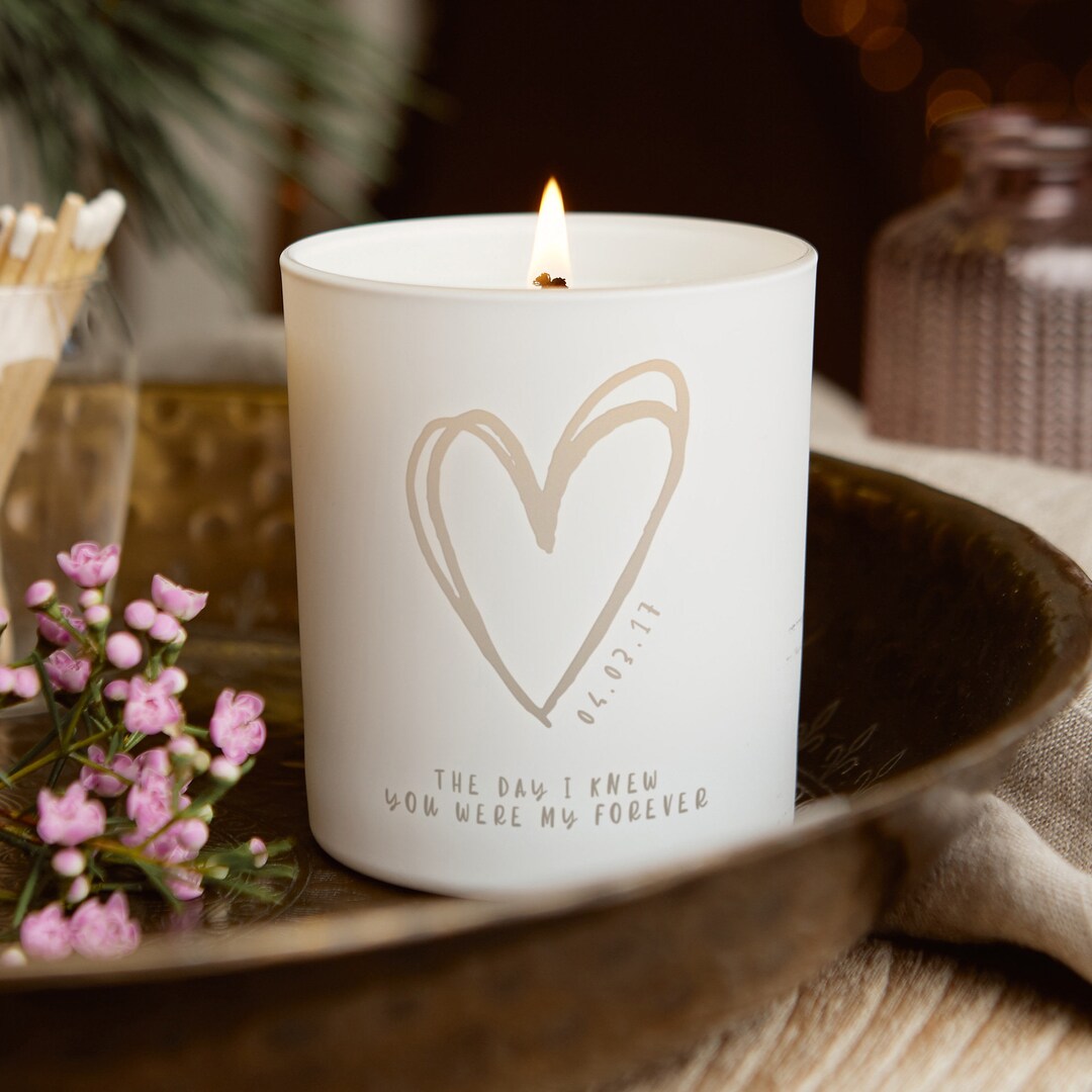 Personalised Heart Candle: Engraved Date, Romantic Keepsake Gift - Etsy