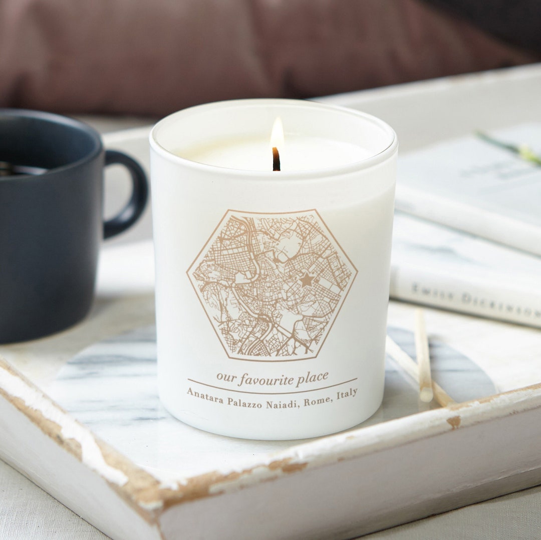 Personalised Map Candle Gift: Engraved Scented Candle for Her - Etsy