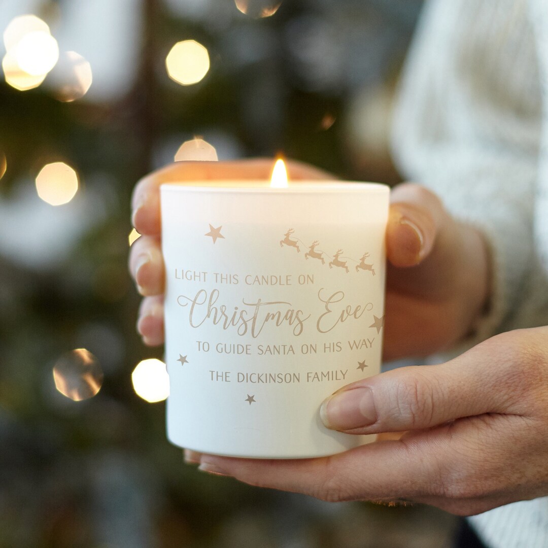 Personalised Christmas Eve Candle: Santa's Guide, Engraved Scented ...