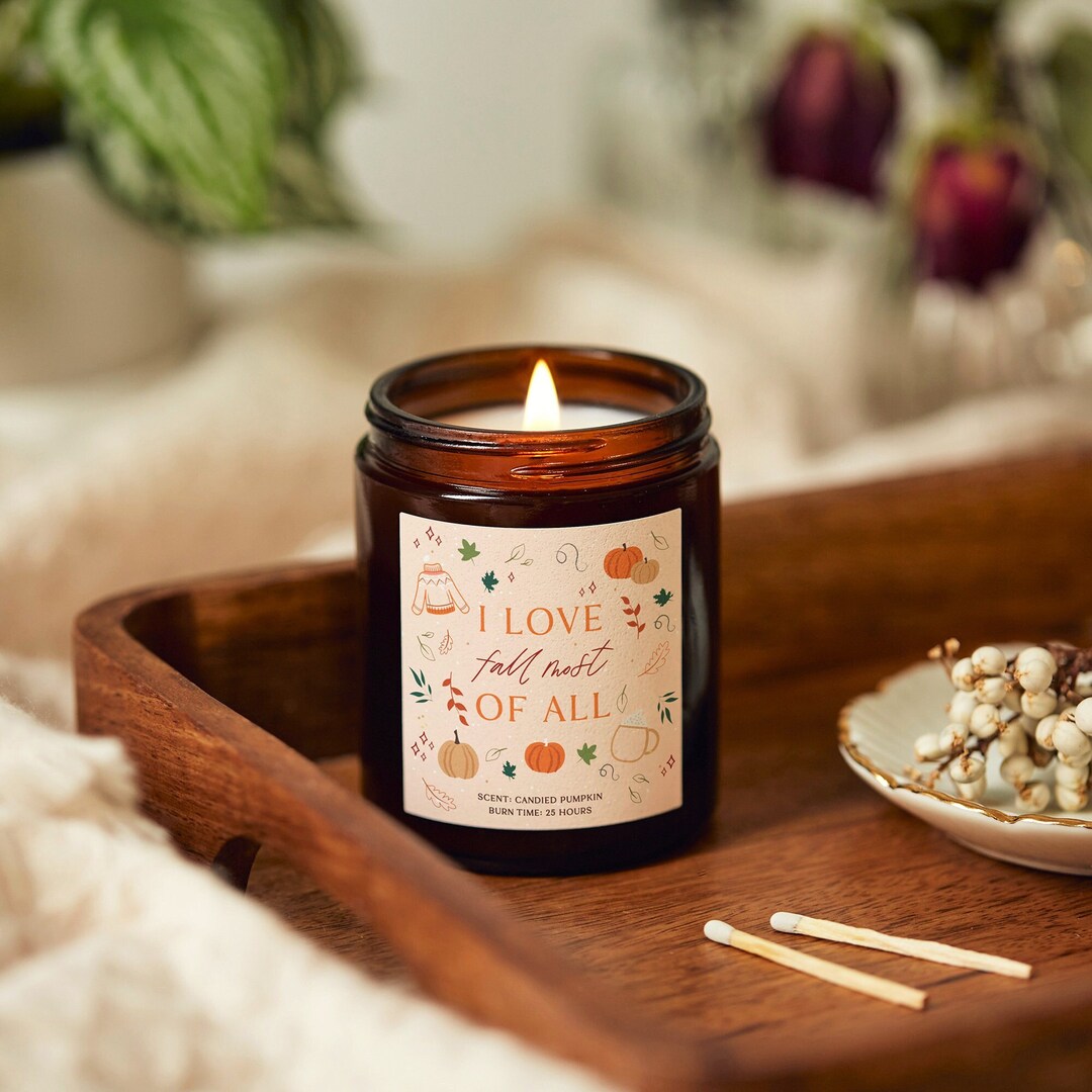 I Love Fall Candle, Autumn Home Decoration, Scented Apothecary Candle ...