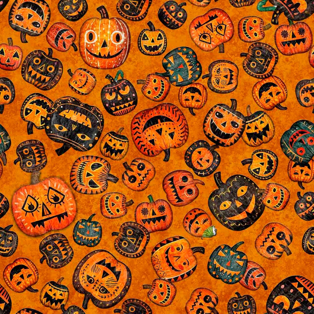 QT Fabrics-creepin' It Real Pumpkin Scatter Orange - Etsy