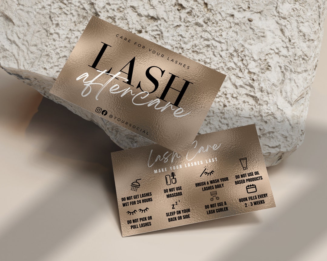Lash Care Card - Lash Extensions Care Card - Aftercare Card - Digital ...