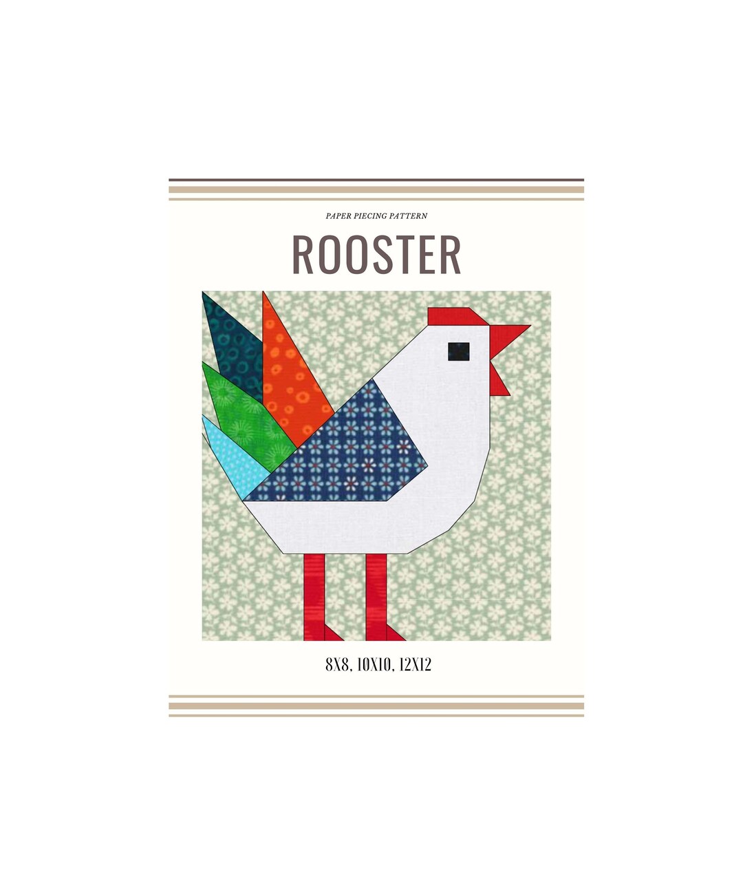 PDF Patchwork Rooster - Block, Foundation Paper Piecing /patchwork ...