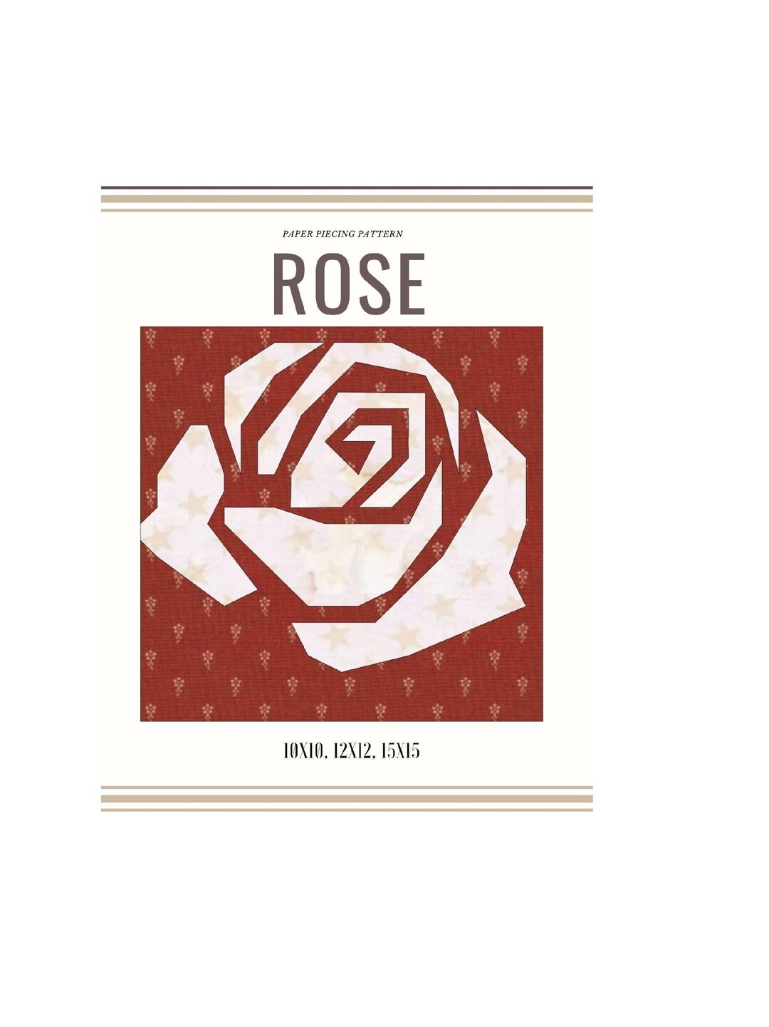 PDF Patchwork Rose - Block, Foundation Paper Piecing /patchwork Pattern ...