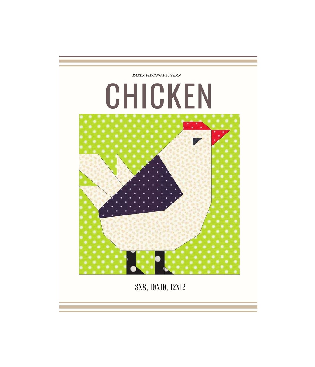PDF Patchwork Chicken - Block, Foundation Paper Piecing /patchwork ...