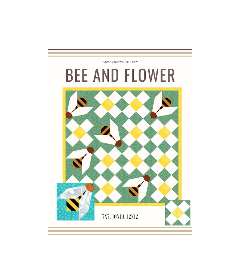 PDF Patchwork Bee and Flower FPP Block English Paper - Etsy
