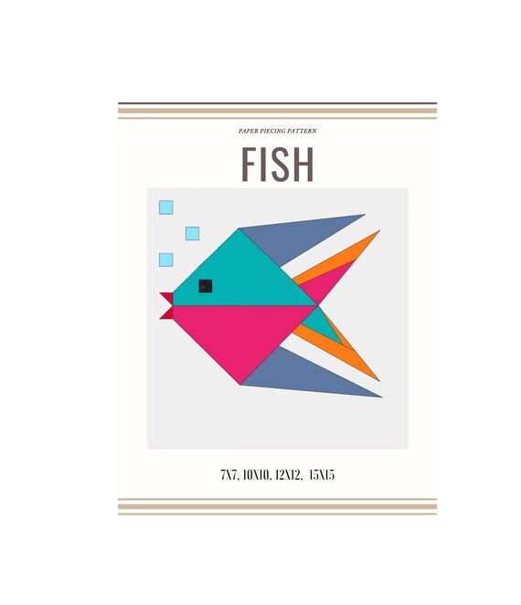 Fish Block Foundation Paper Piecing /patchwork - Etsy