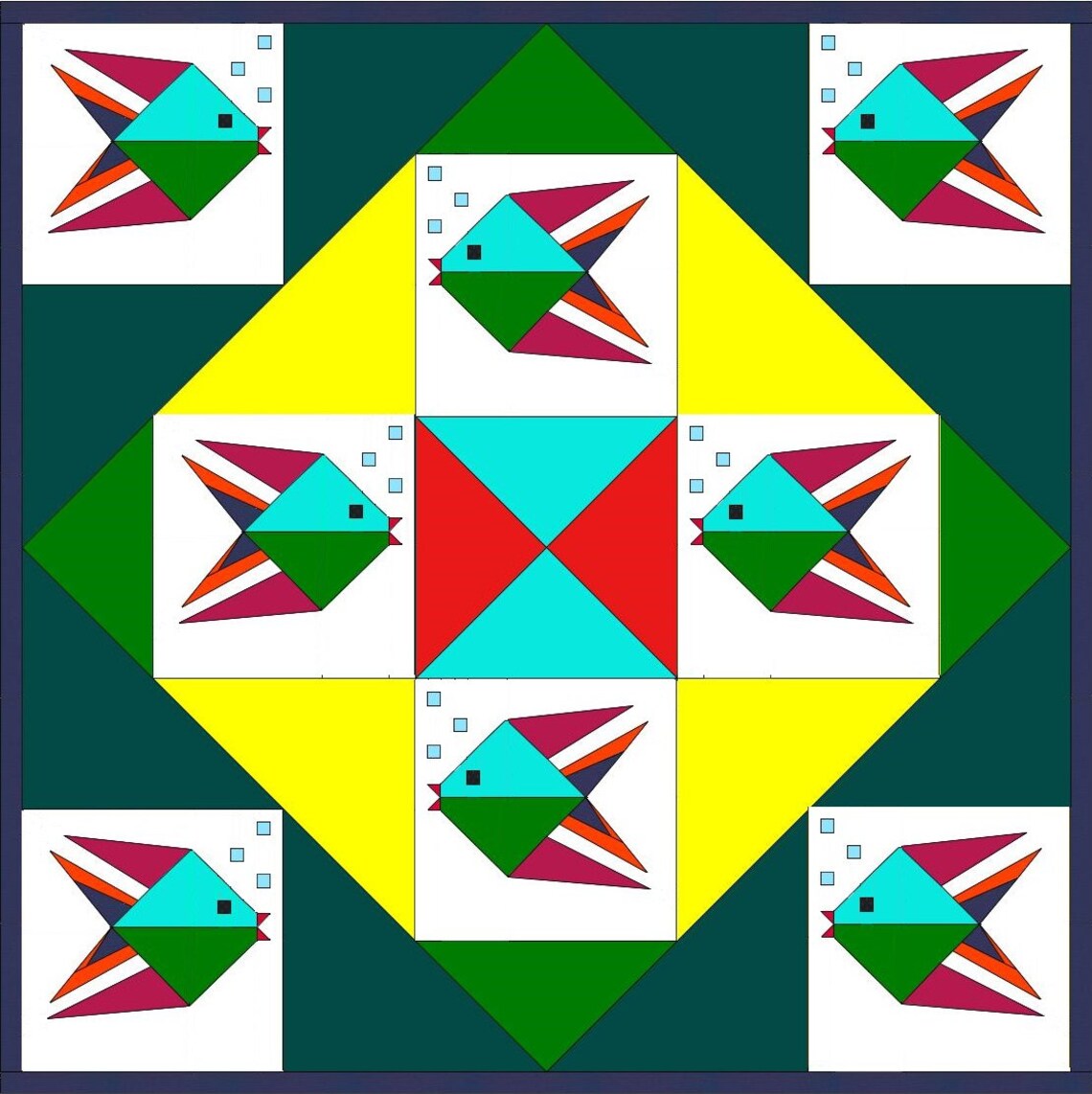 Fish Block Foundation Paper Piecing /patchwork - Etsy
