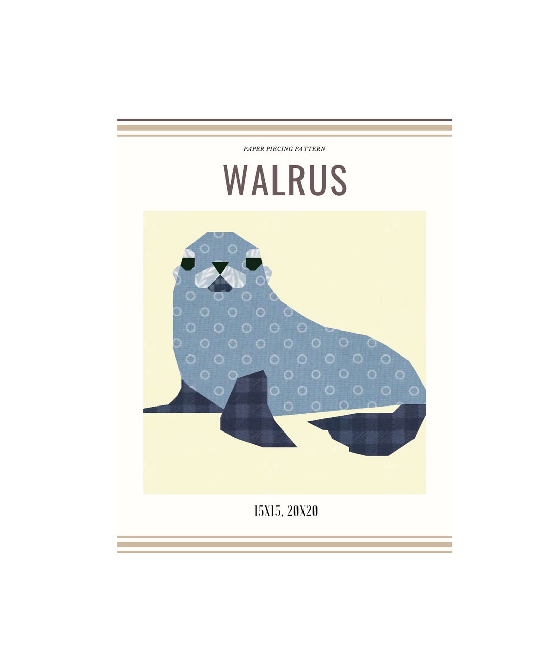PDF Patchwork Walrus - Block/foundation Paper Piecing /patchwork Pattern/quilt Block/pattern PDF ...