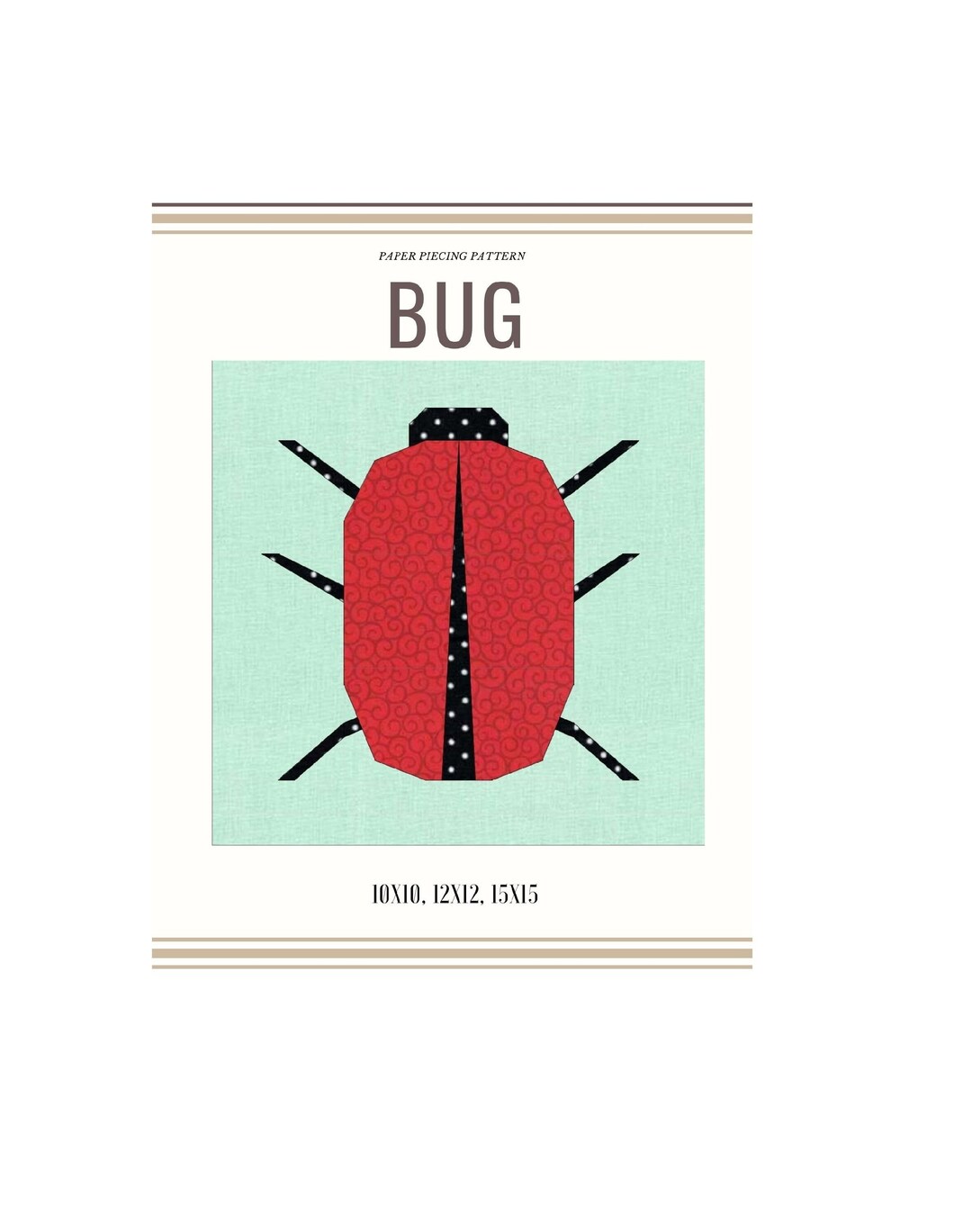 PDF Patchwork Bug - Block, Foundation Paper Piecing /patchwork Pattern ...